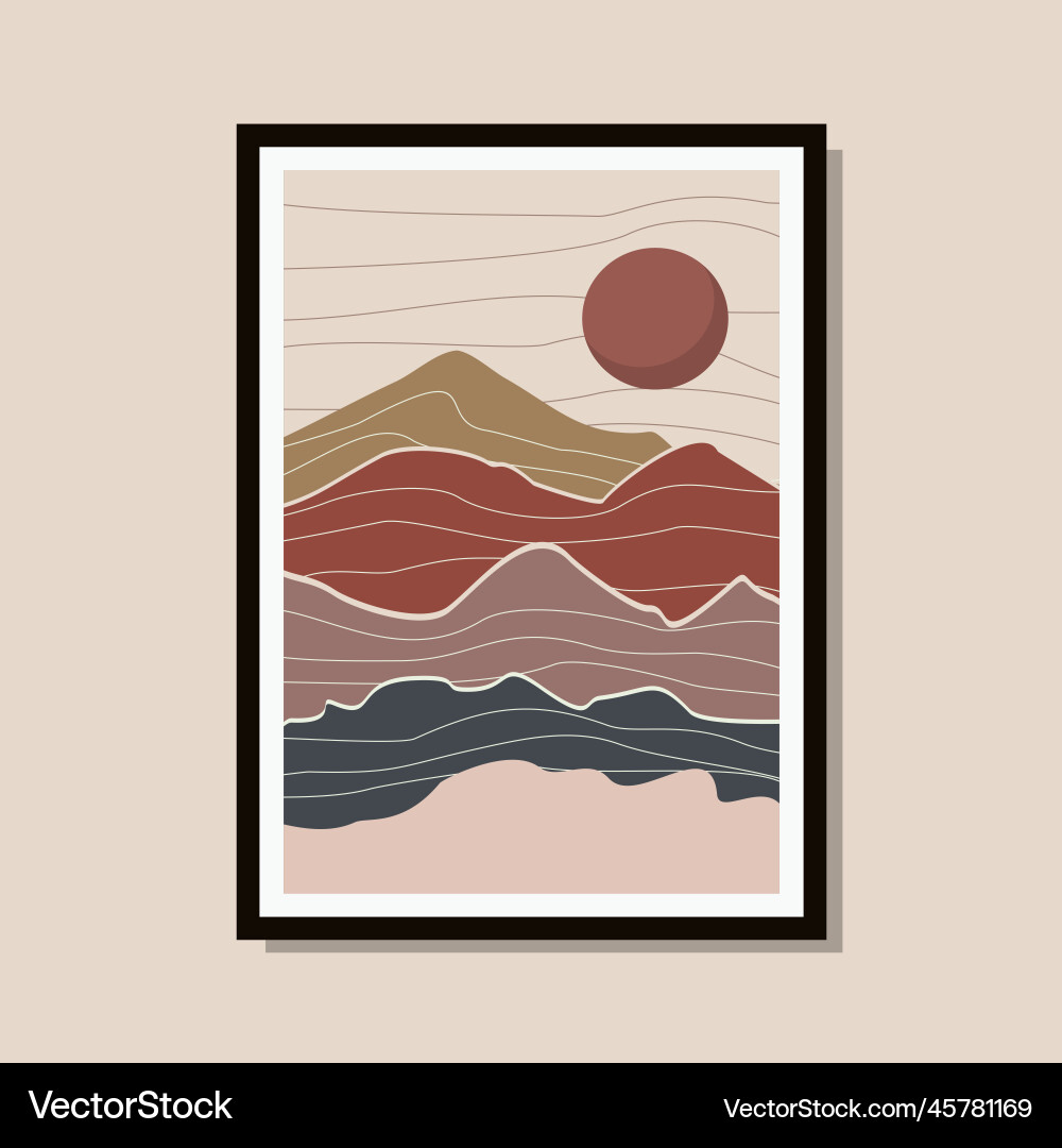 Landscape art boho template Royalty Free Vector Image