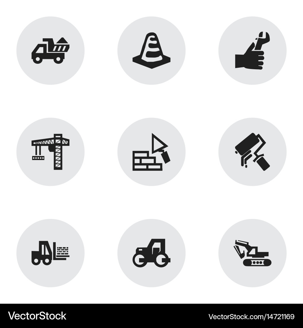 Set of 9 editable construction icons includes Vector Image