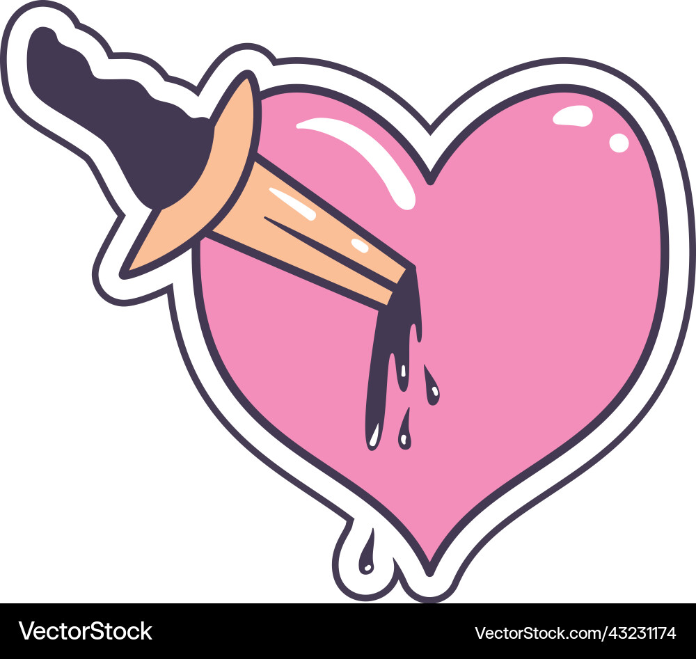 Flat heart with a dagger Royalty Free Vector Image