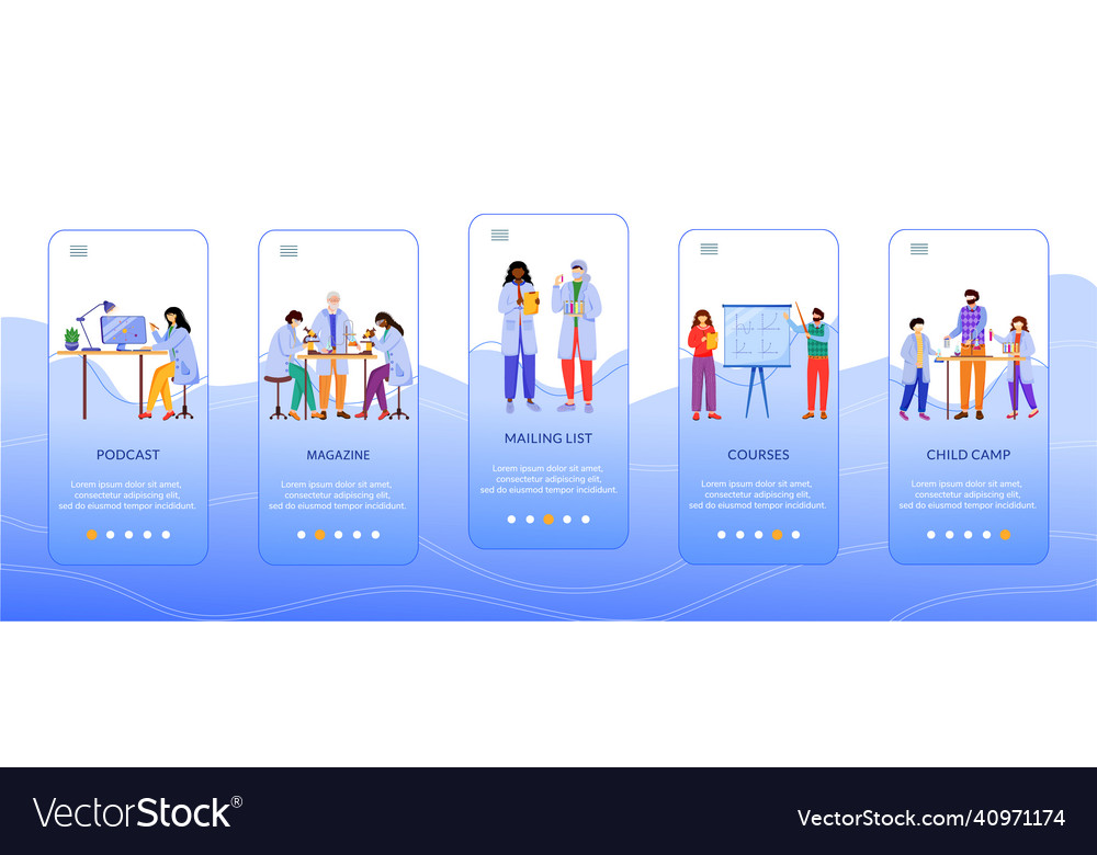 Science Services Onboarding Mobile App Screen Vector Image