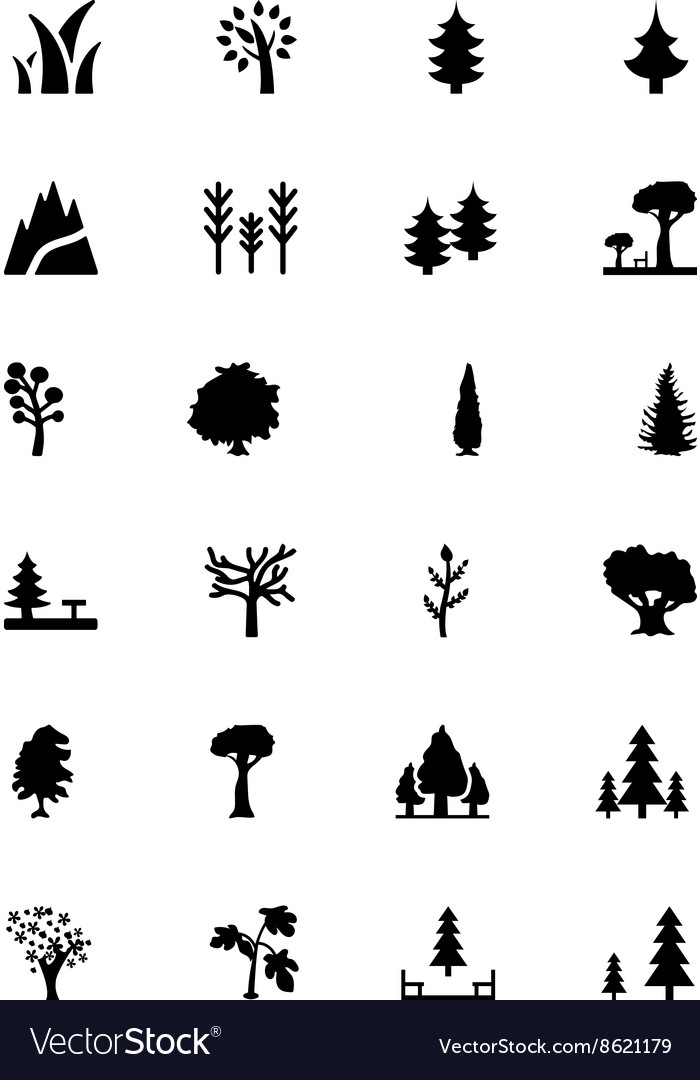 Forest solid icons 1 Royalty Free Vector Image