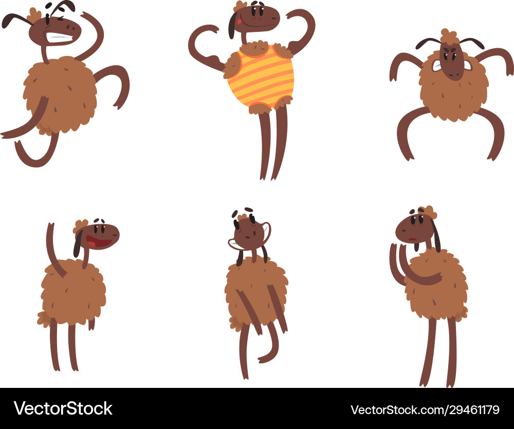 Funny sheep collection humanised farm animal Vector Image