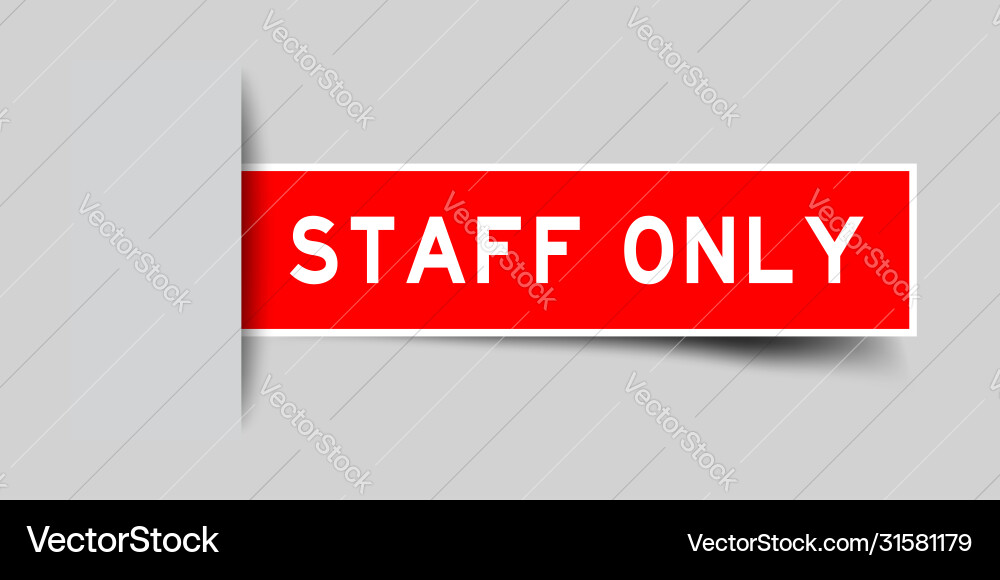Inserted red color sticker label with word staff Vector Image