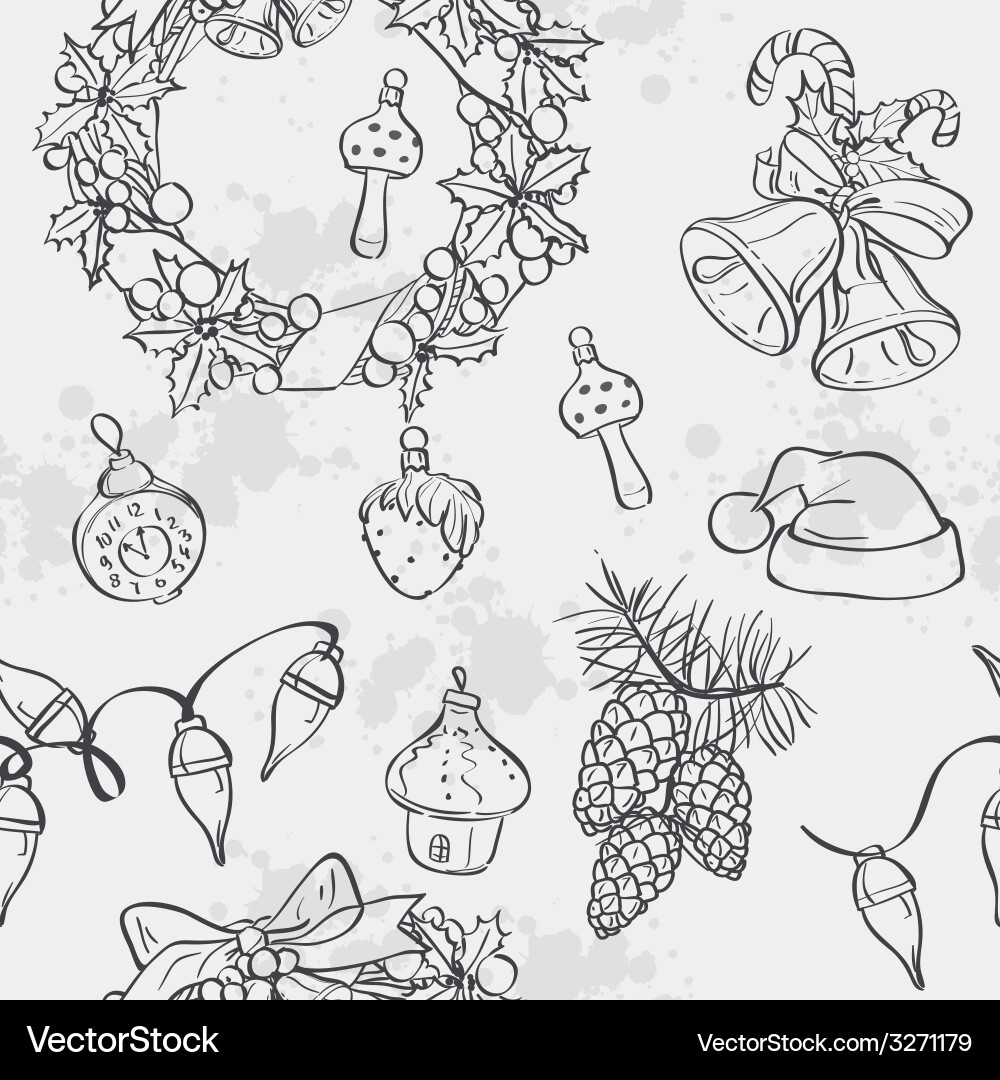 Seamless texture with christmas wreath bells Vector Image