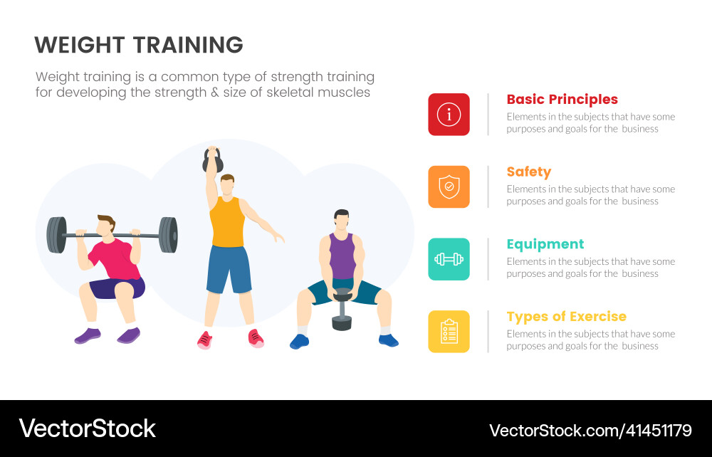 Weight training infographic concept for slide Vector Image