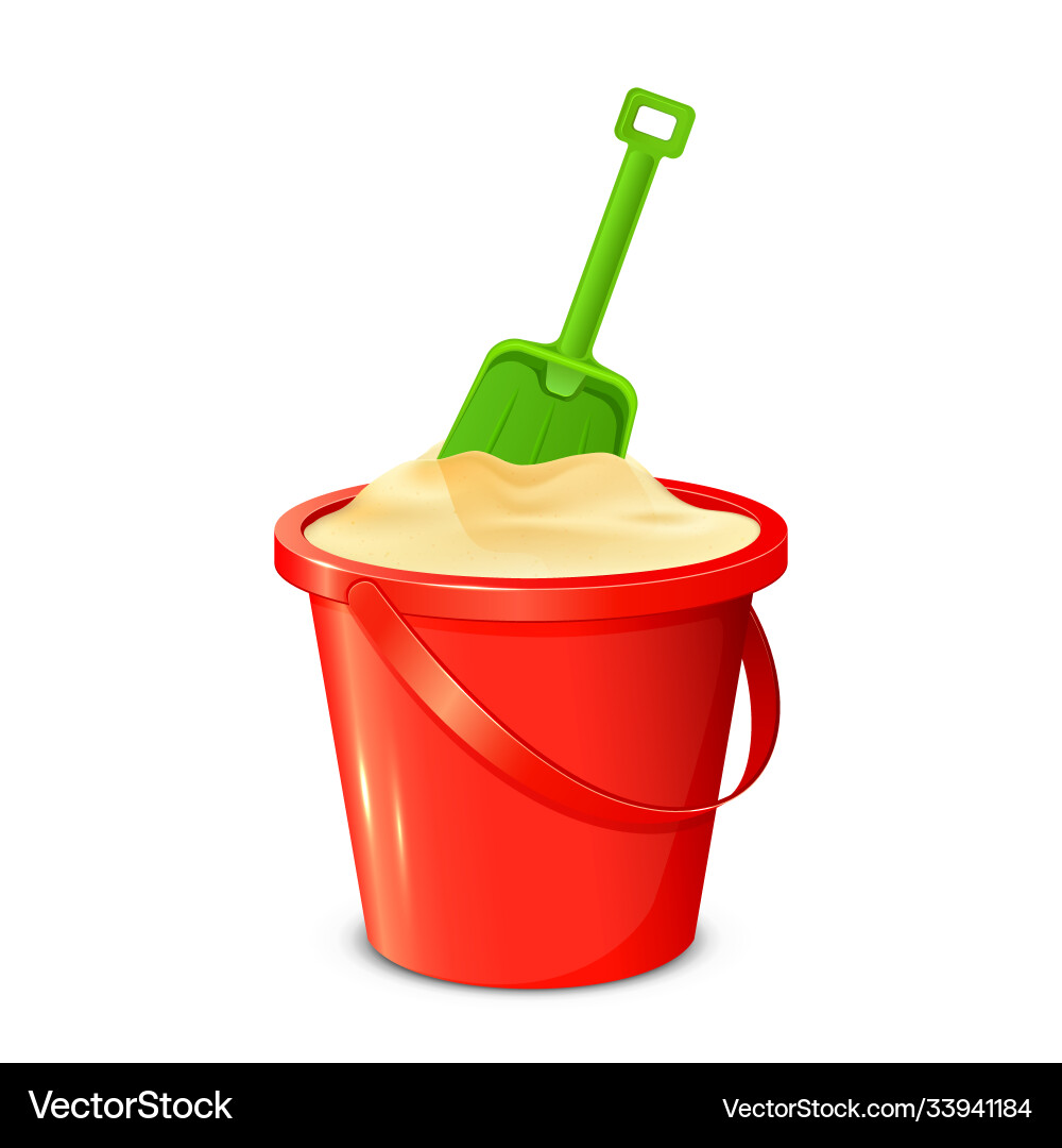 Bucket shovel and sand Royalty Free Vector Image