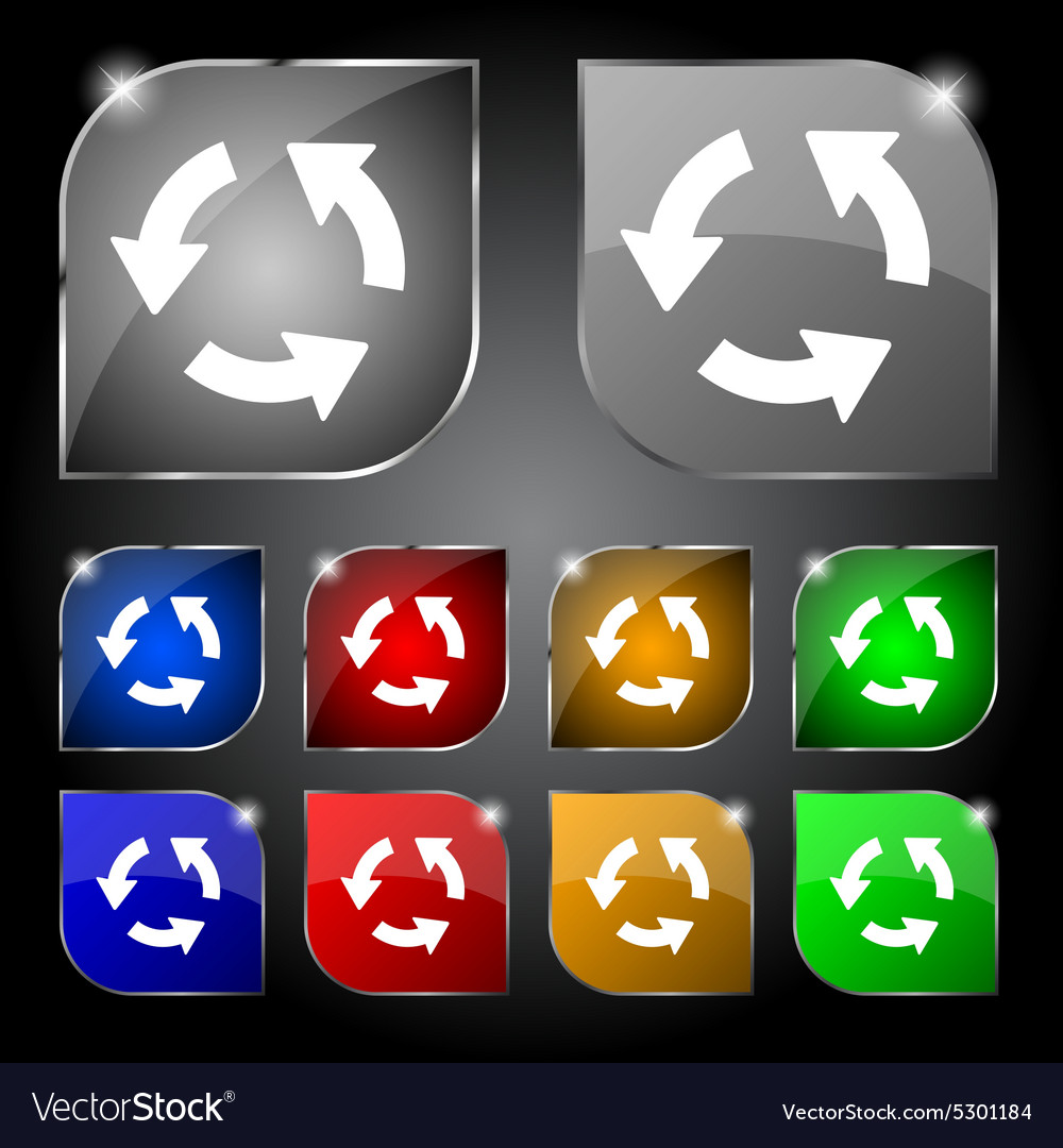Refresh icon sign set ten colorful buttons Vector Image