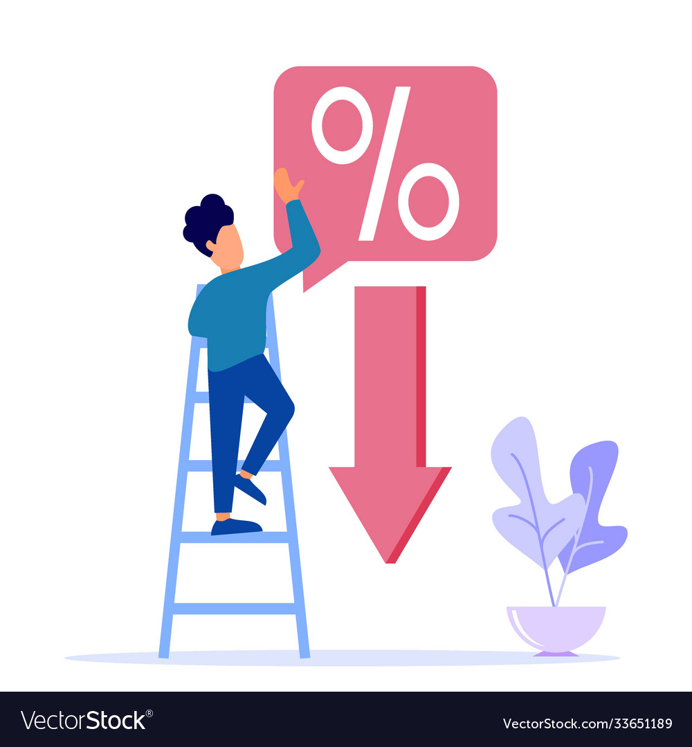 Graphic cartoon character percent decrease Vector Image