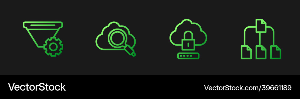 Set line cloud computing lock filter setting Vector Image