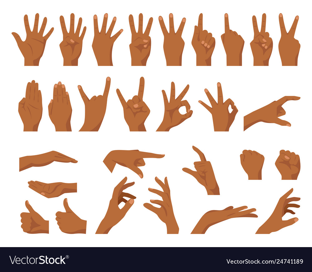 Set various hands gestures Royalty Free Vector Image