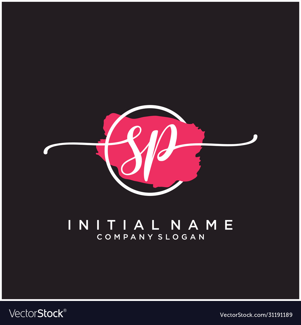 Sp initial handwriting logo design with brush Vector Image Sp initial handwriting logo design with brush Vector Image