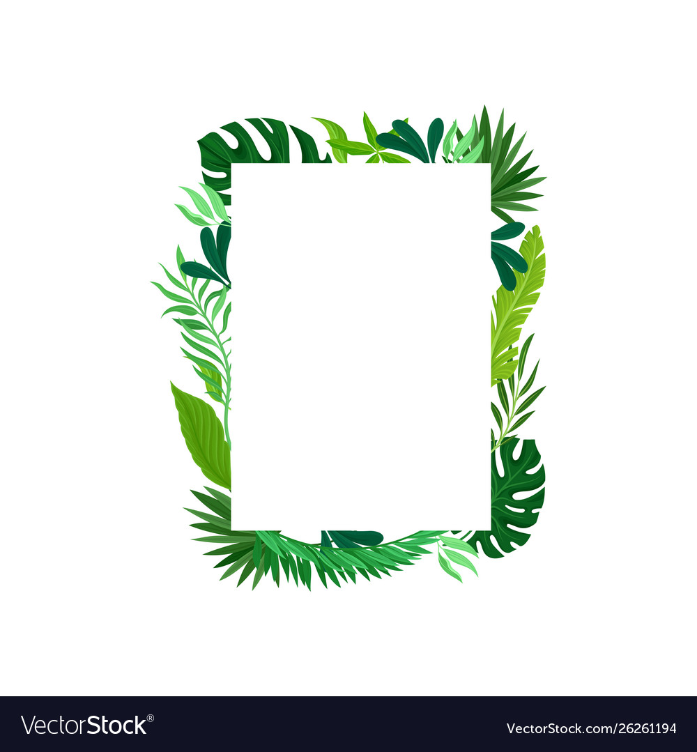Rectangular frame leaves placed outside Royalty Free Vector