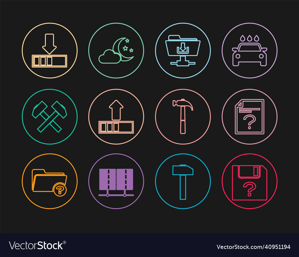 Set line unknown document ftp folder download Vector Image Set line unknown document ftp folder download Vector Image