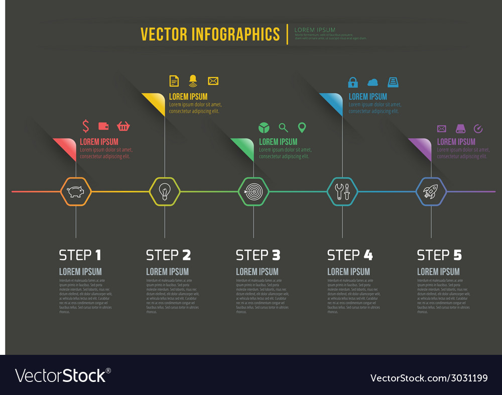 Abstract timeline infographic design workflow Vector Image Abstract timeline infographic design workflow Vector Image