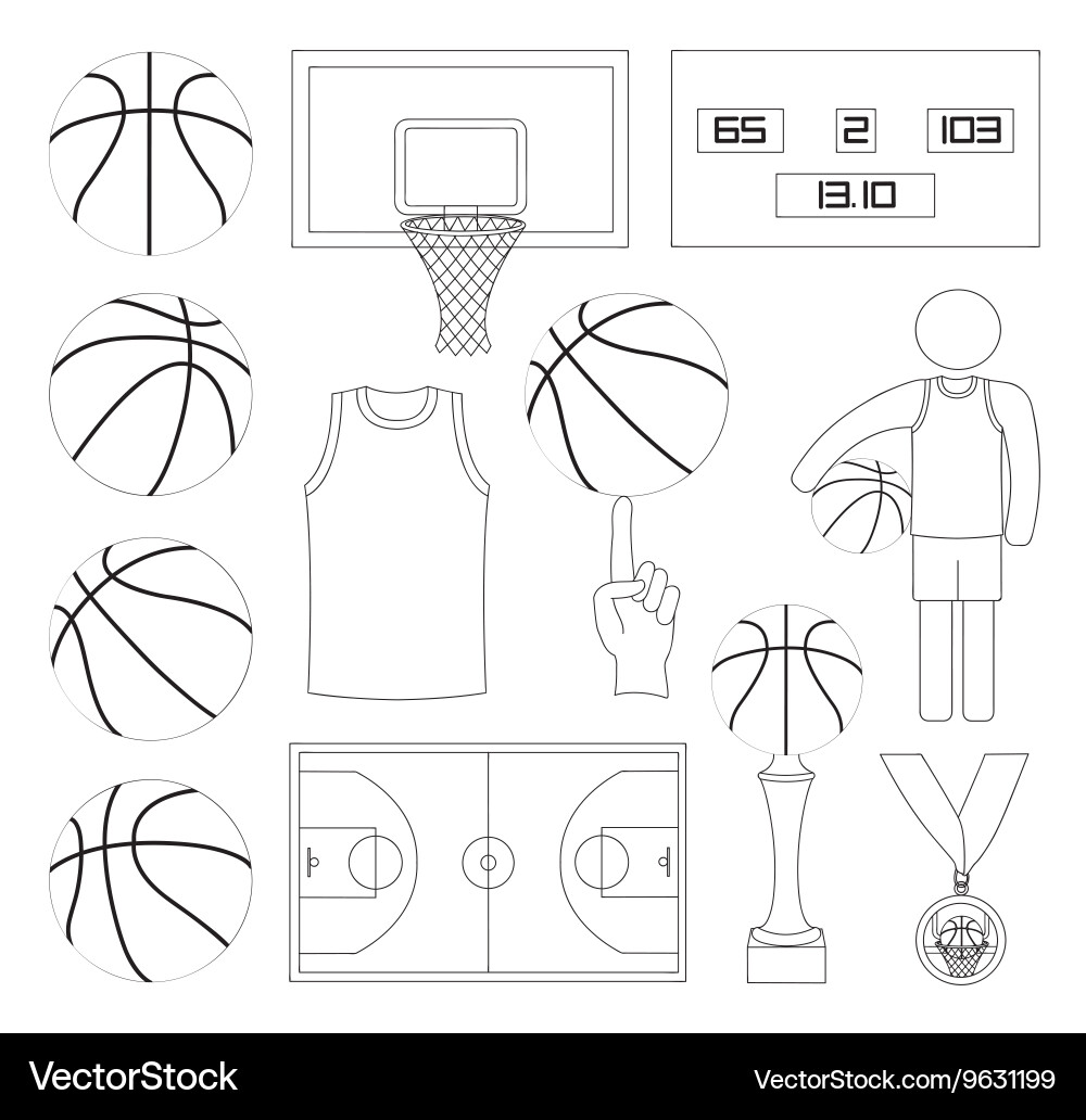 Basketball elements Royalty Free Vector Image - VectorStock