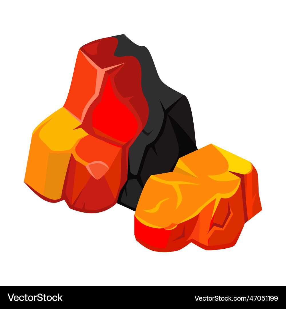 Burning coal for barbecue cartoon Royalty Free Vector Image