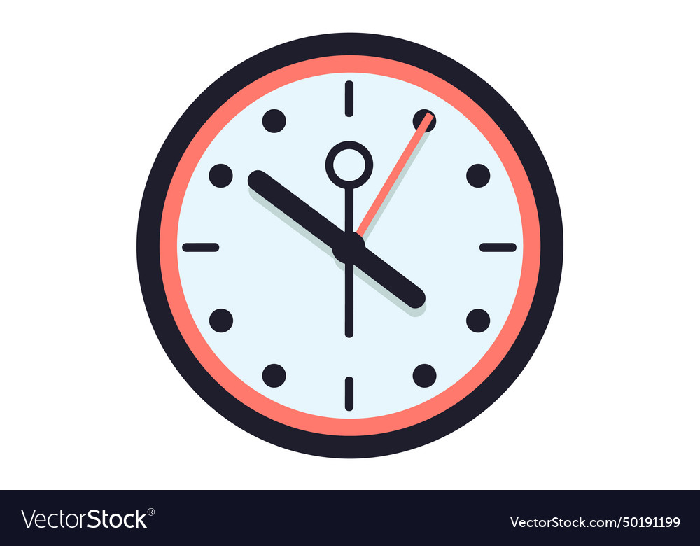 Clock Icon In Flat Style Timer On Color Background