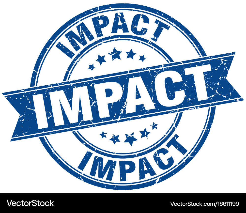 Impact round grunge ribbon stamp Royalty Free Vector Image