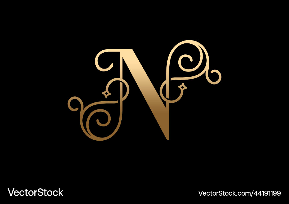 Letter n elegant luxury logo design Royalty Free Vector
