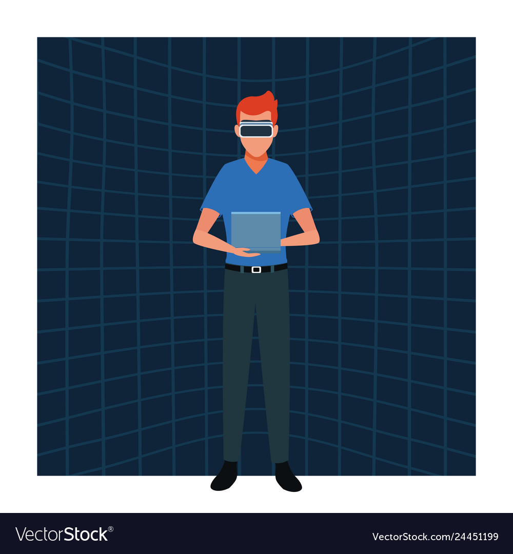 Man using virtual reality glasses Royalty Free Vector Image Man using virtual reality glasses Royalty Free Vector Image