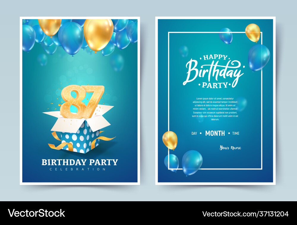 87th years birthday invitation double card Vector Image