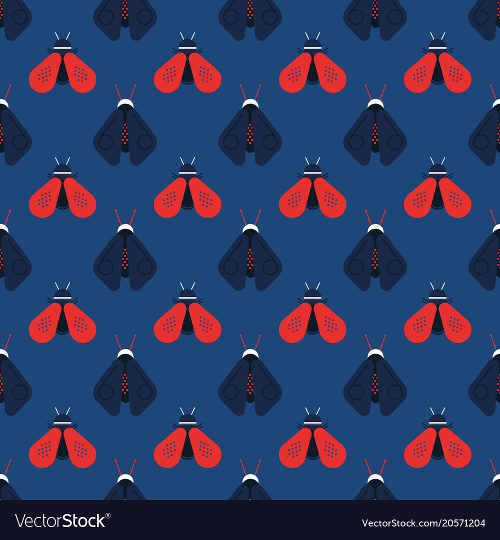 Bee and firefly seamless pattern Royalty Free Vector Image