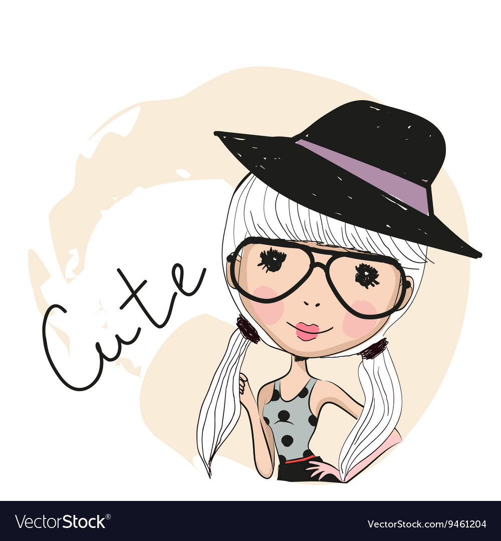 Cute Girl With Glasses Royalty Free Vector Image