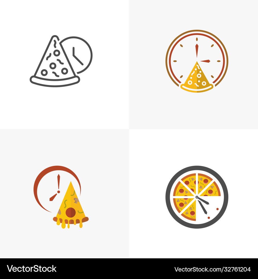 Set pizza logo icon design concept Royalty Free Vector Image