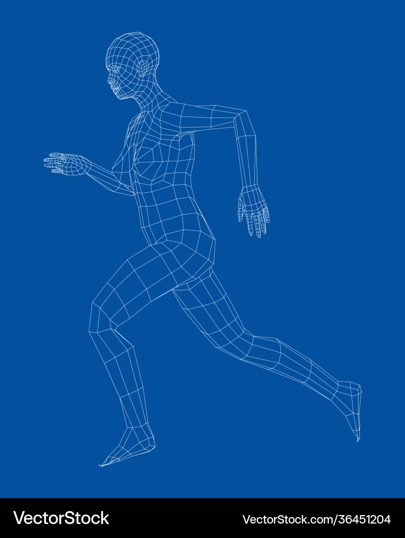 Wireframe running woman Royalty Free Vector Image