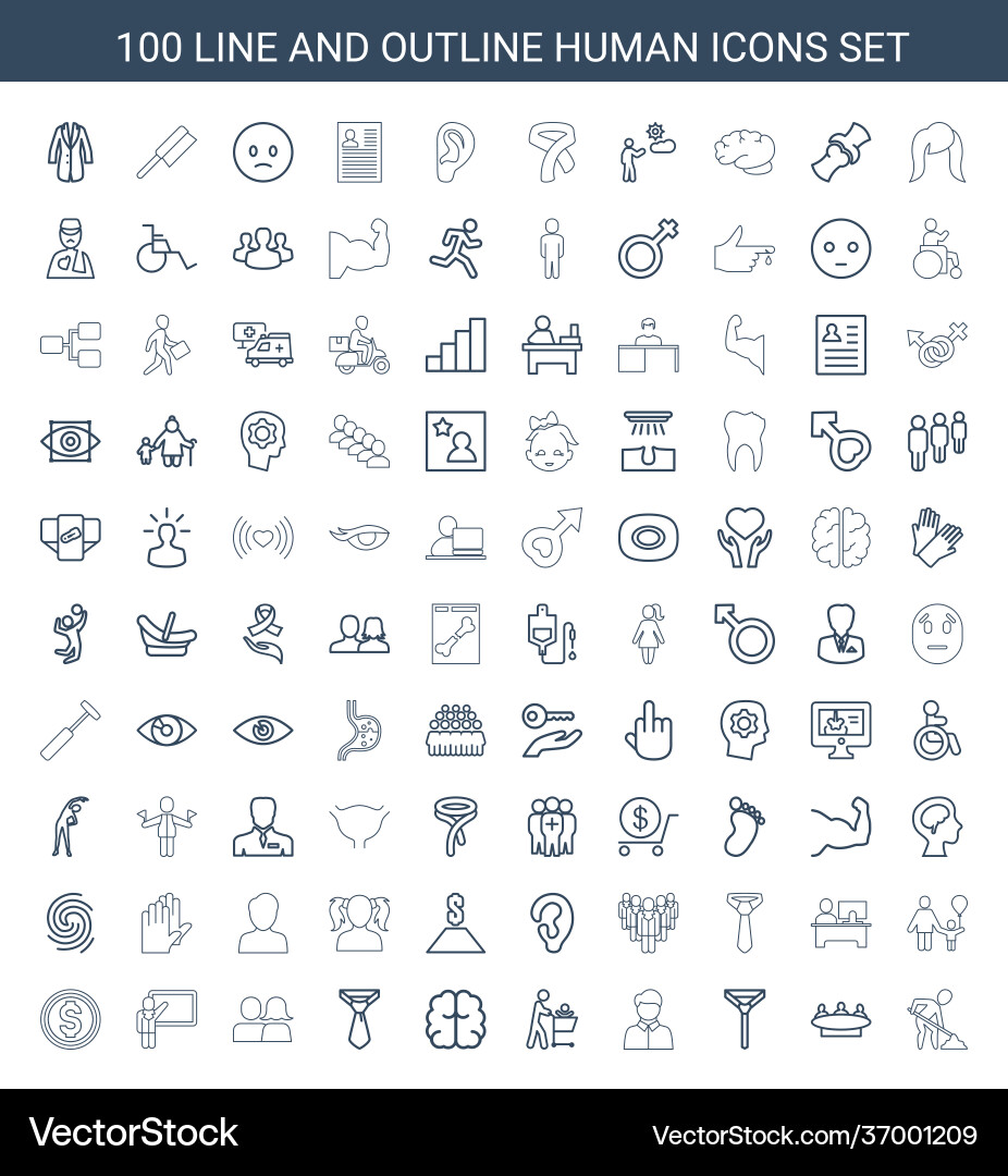 100 human icons Royalty Free Vector Image - VectorStock