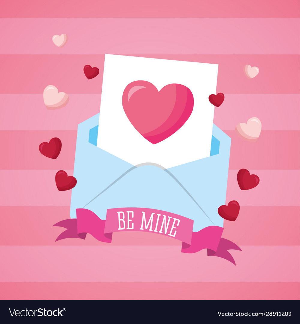 Happy valentines day card with envelope and heart Vector Image