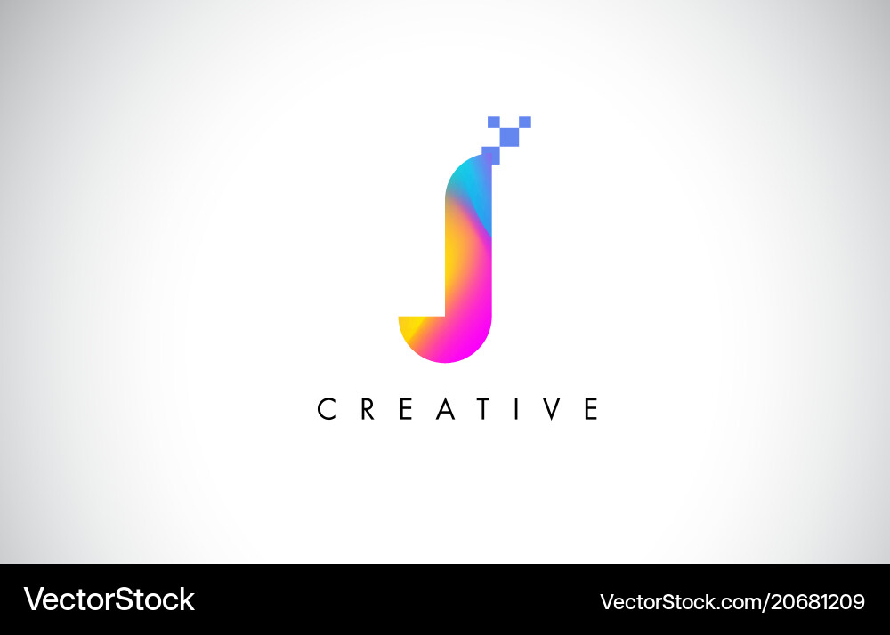 J colorful logo letter design creative rainbow Vector Image