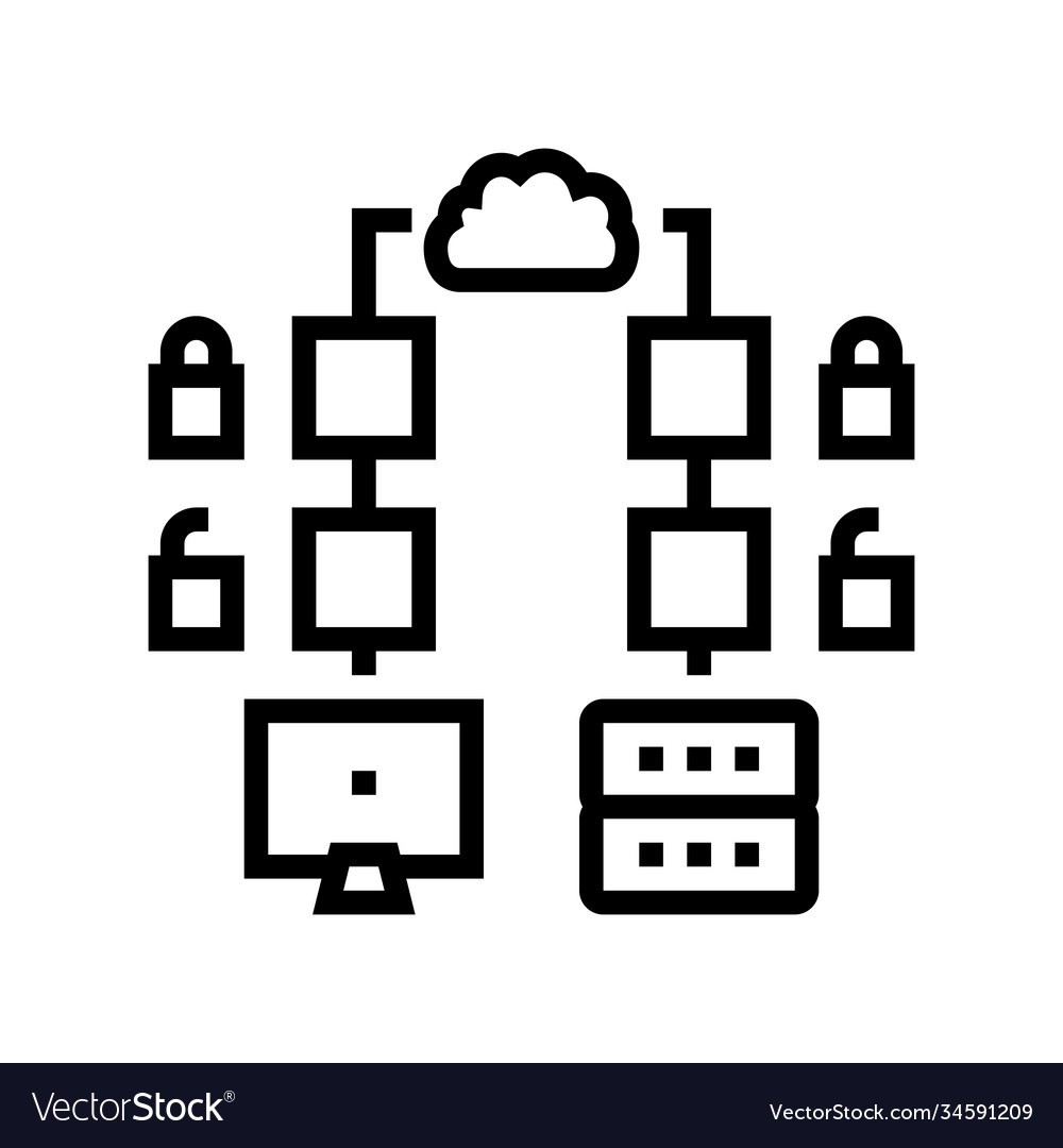 Multi-stage encryption line icon Royalty Free Vector Image