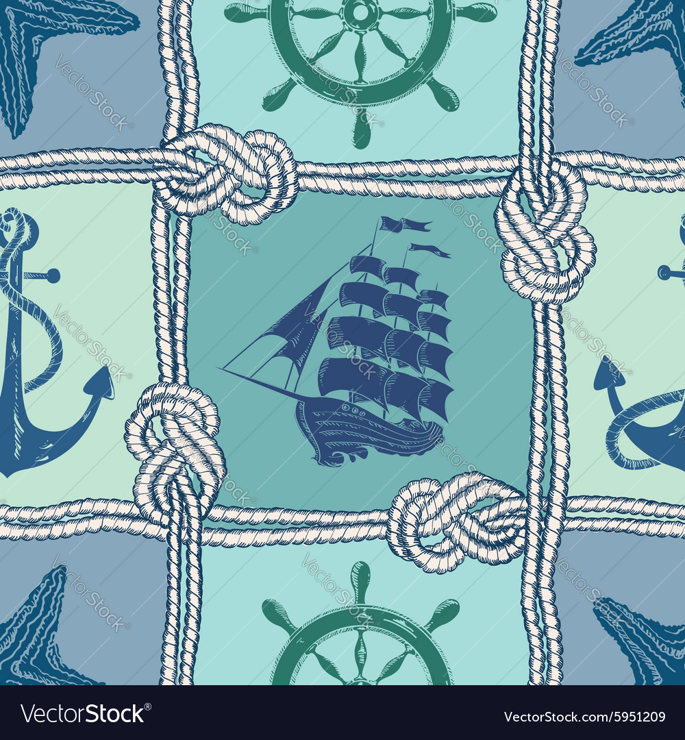 Nautical patchwork seamless pattern Royalty Free Vector