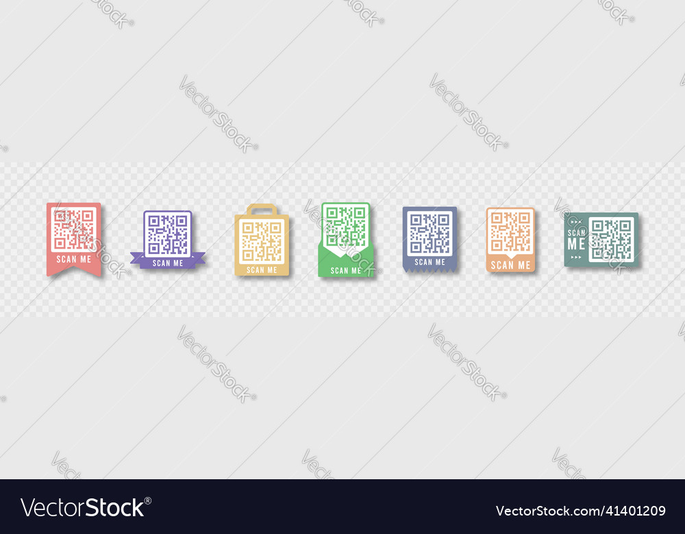 Qr code color frame set Royalty Free Vector Image