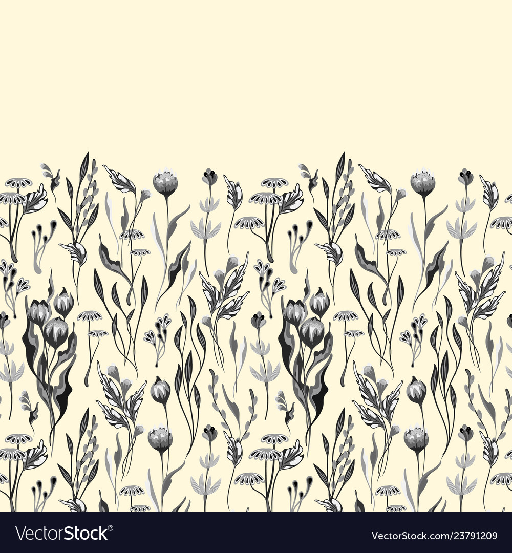 Seamless floral border herbs and wild Royalty Free Vector Seamless floral border herbs and wild Royalty Free Vector