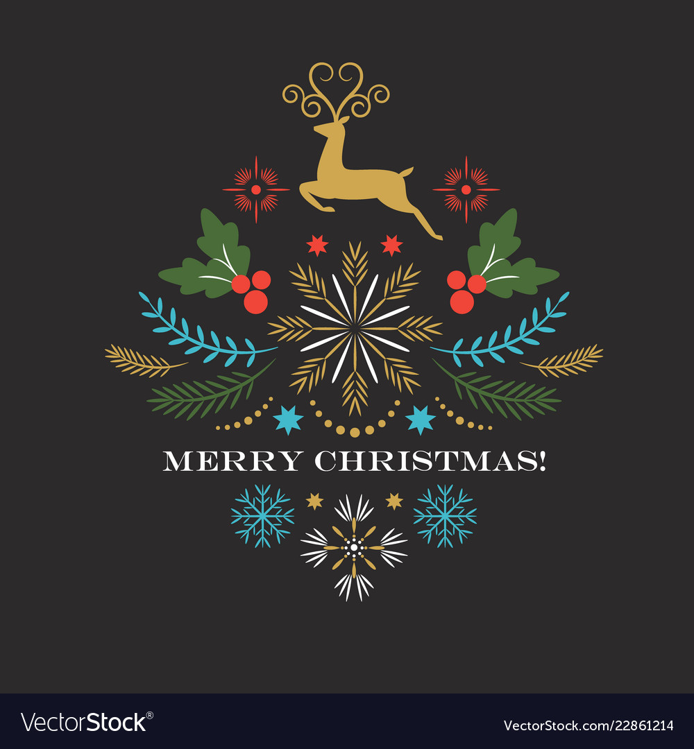 Christmas deer merry greeting card Royalty Free Vector Image
