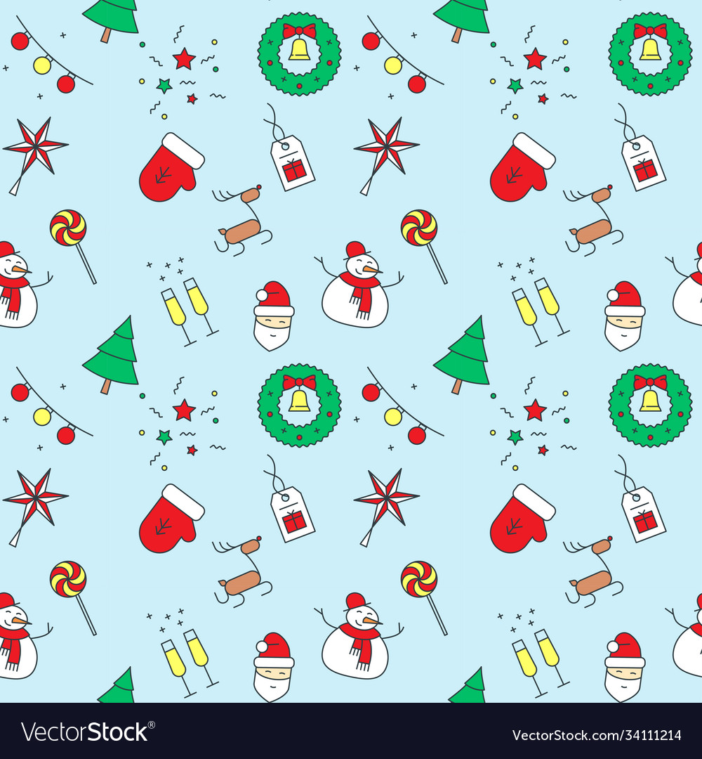 Christmas icons seamless pattern Royalty Free Vector Image