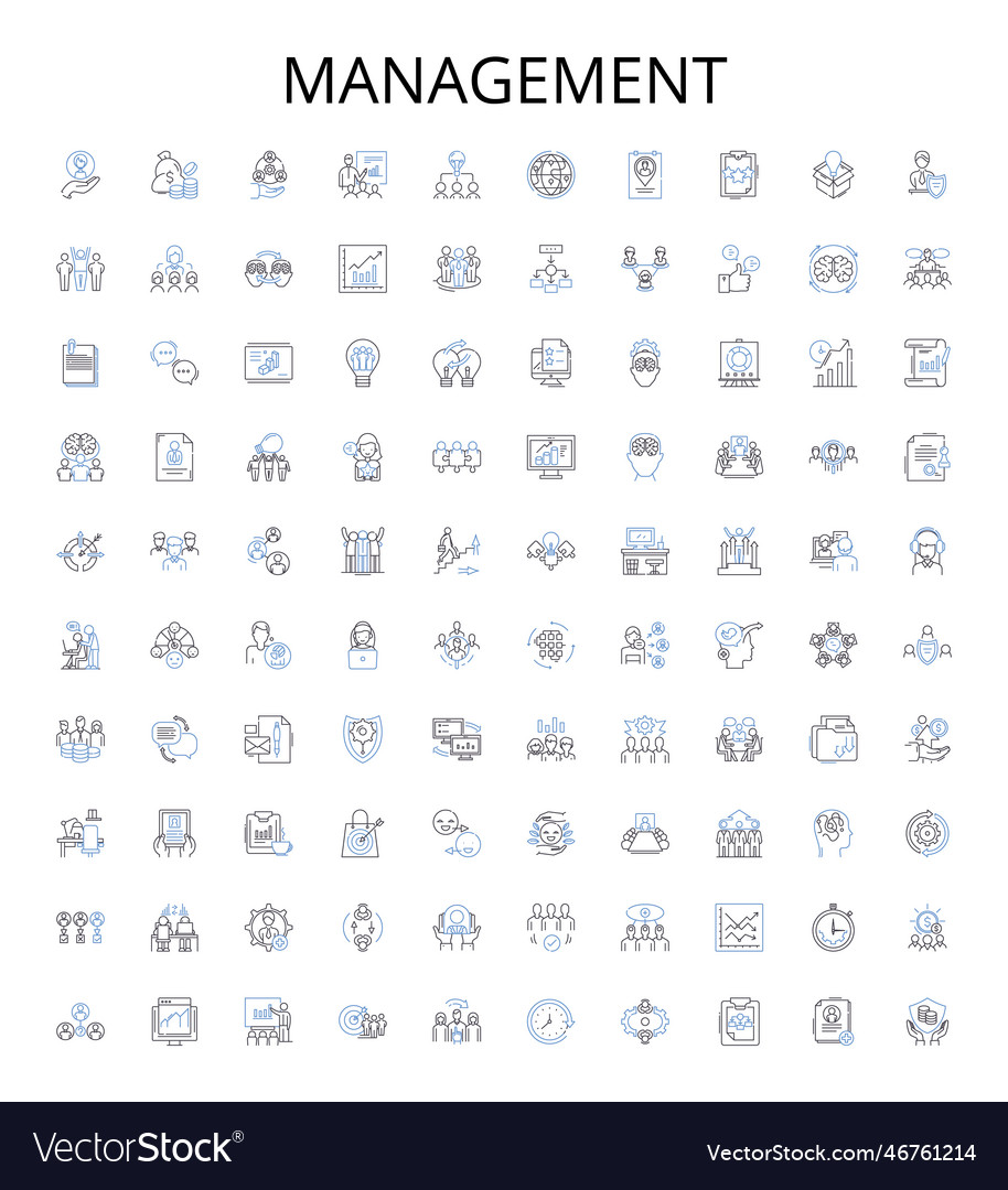Management outline icons collection organizing Vector Image Management outline icons collection organizing Vector Image