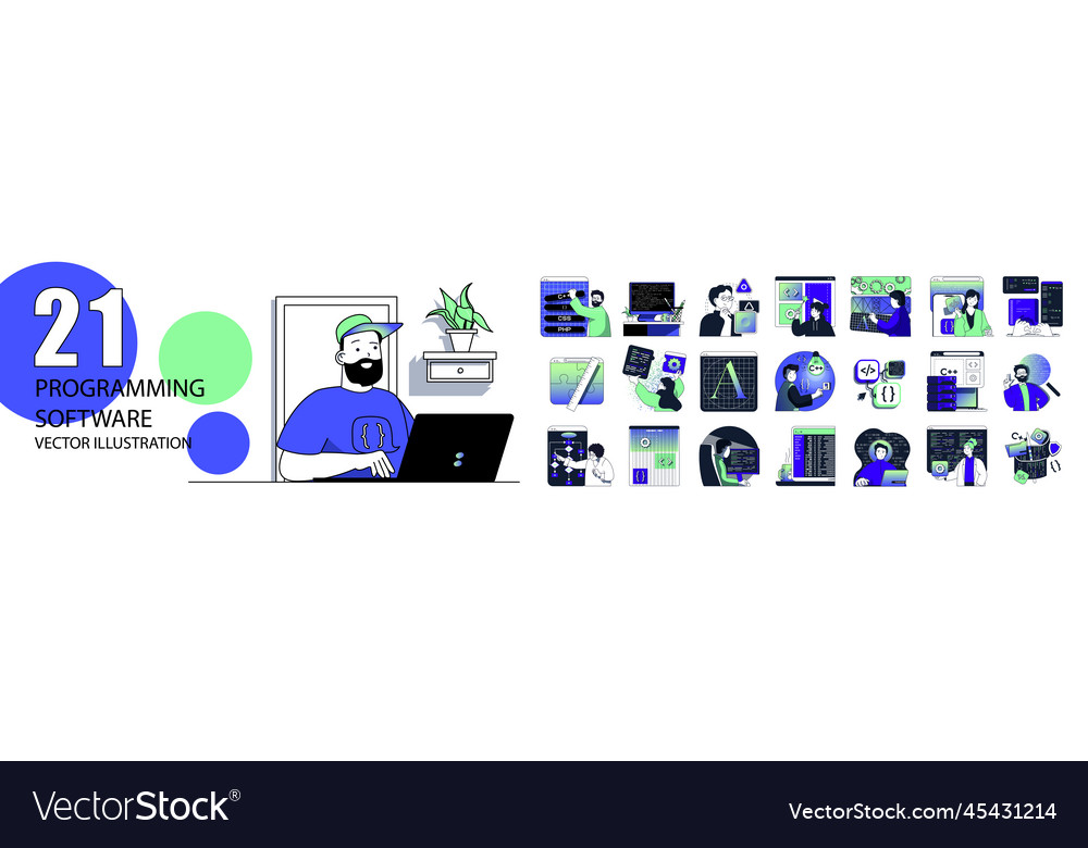 Programming software concept with character Vector Image Programming software concept with character Vector Image