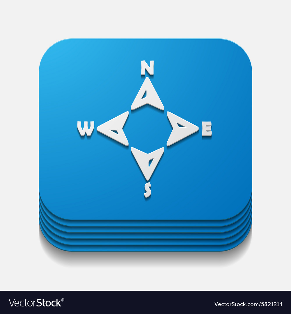 Square button compass Royalty Free Vector Image