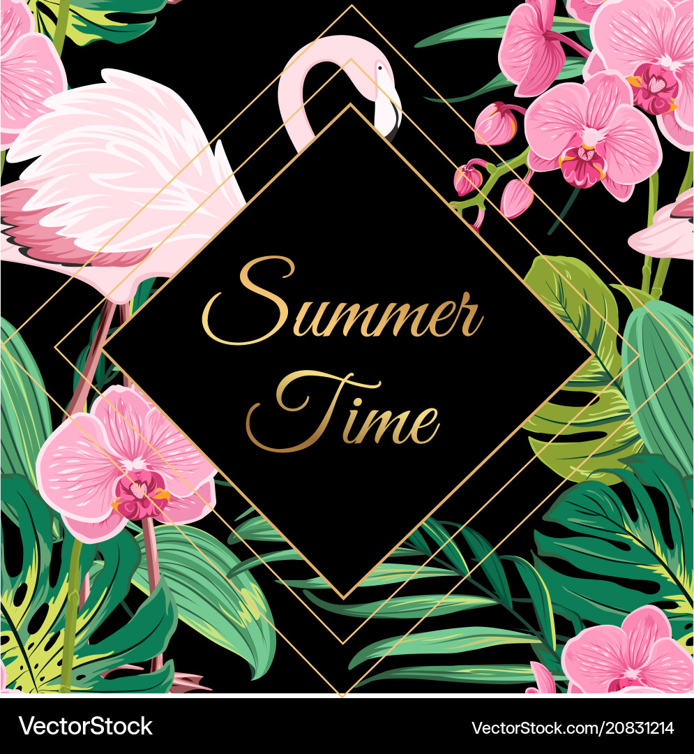 Summer time sale banner frame on dark background Vector Image