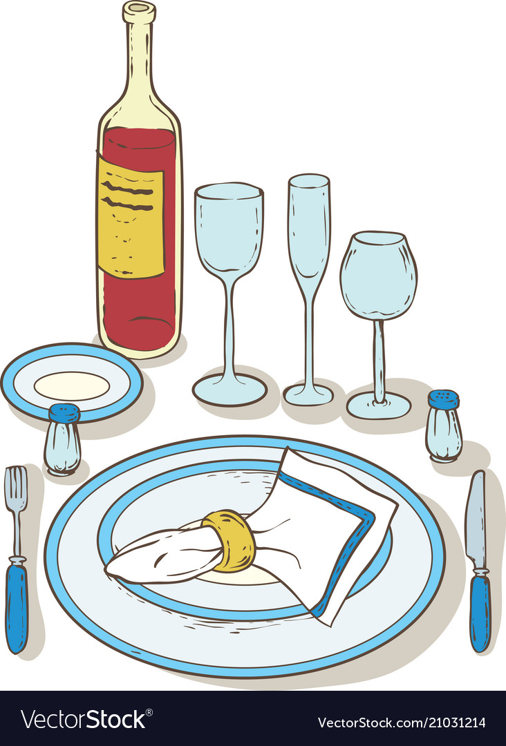 Table setting Royalty Free Vector Image - VectorStock