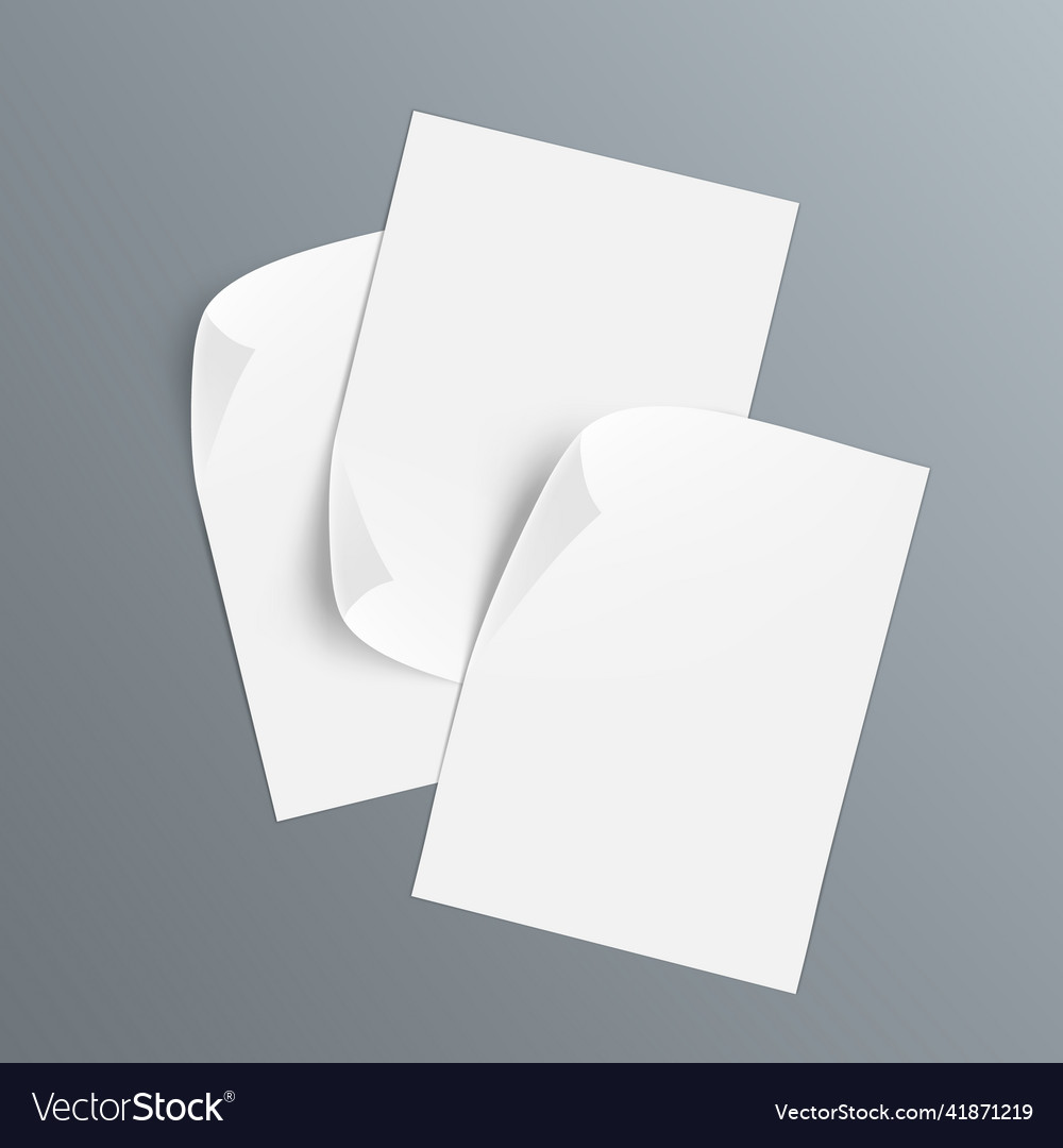 3d-blank-paper-a4-sheets-with-shadow-on-white-vector-image