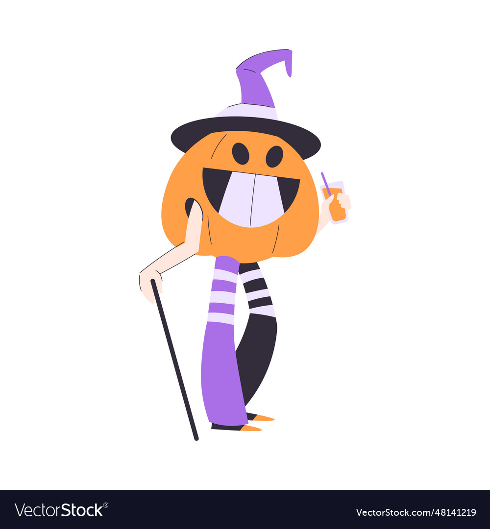 Happy man at halloween party standing in jack o Vector Image