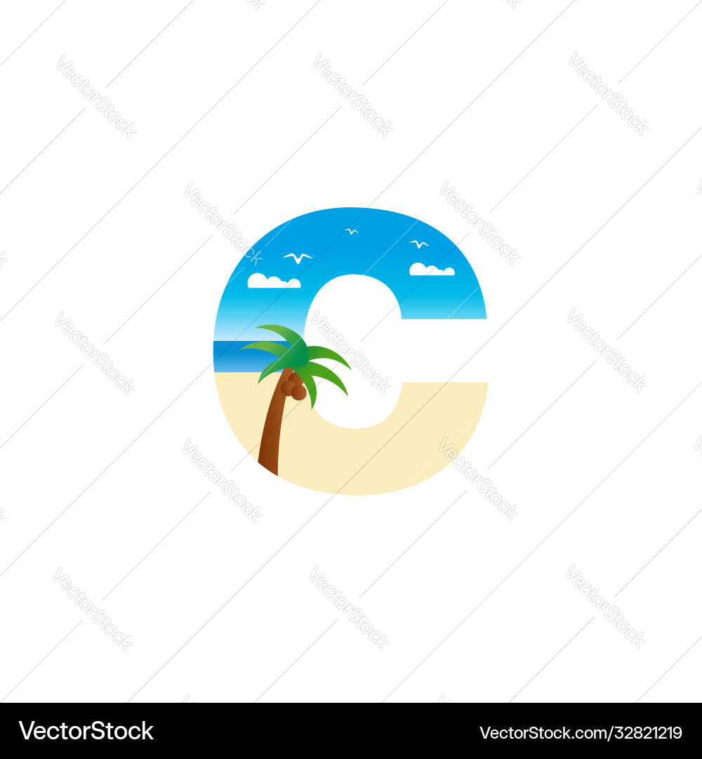 Initial c beach Royalty Free Vector Image - VectorStock