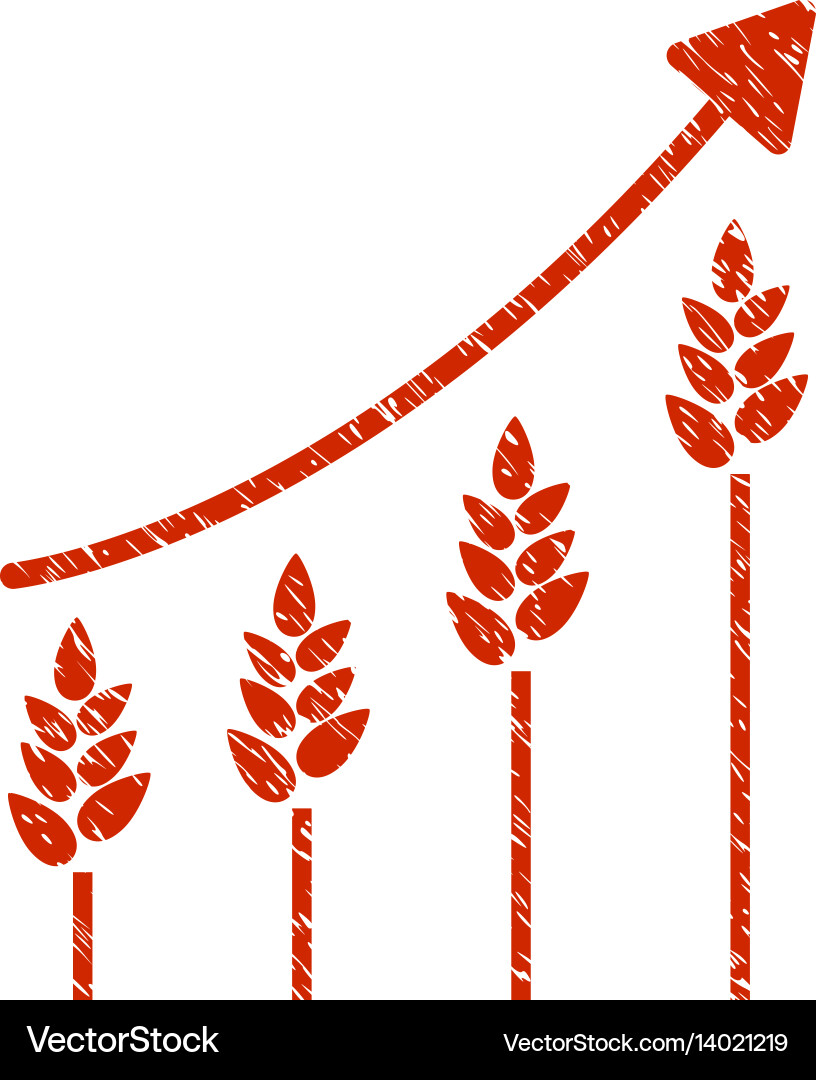 Wheat growing chart icon grunge watermark Vector Image
