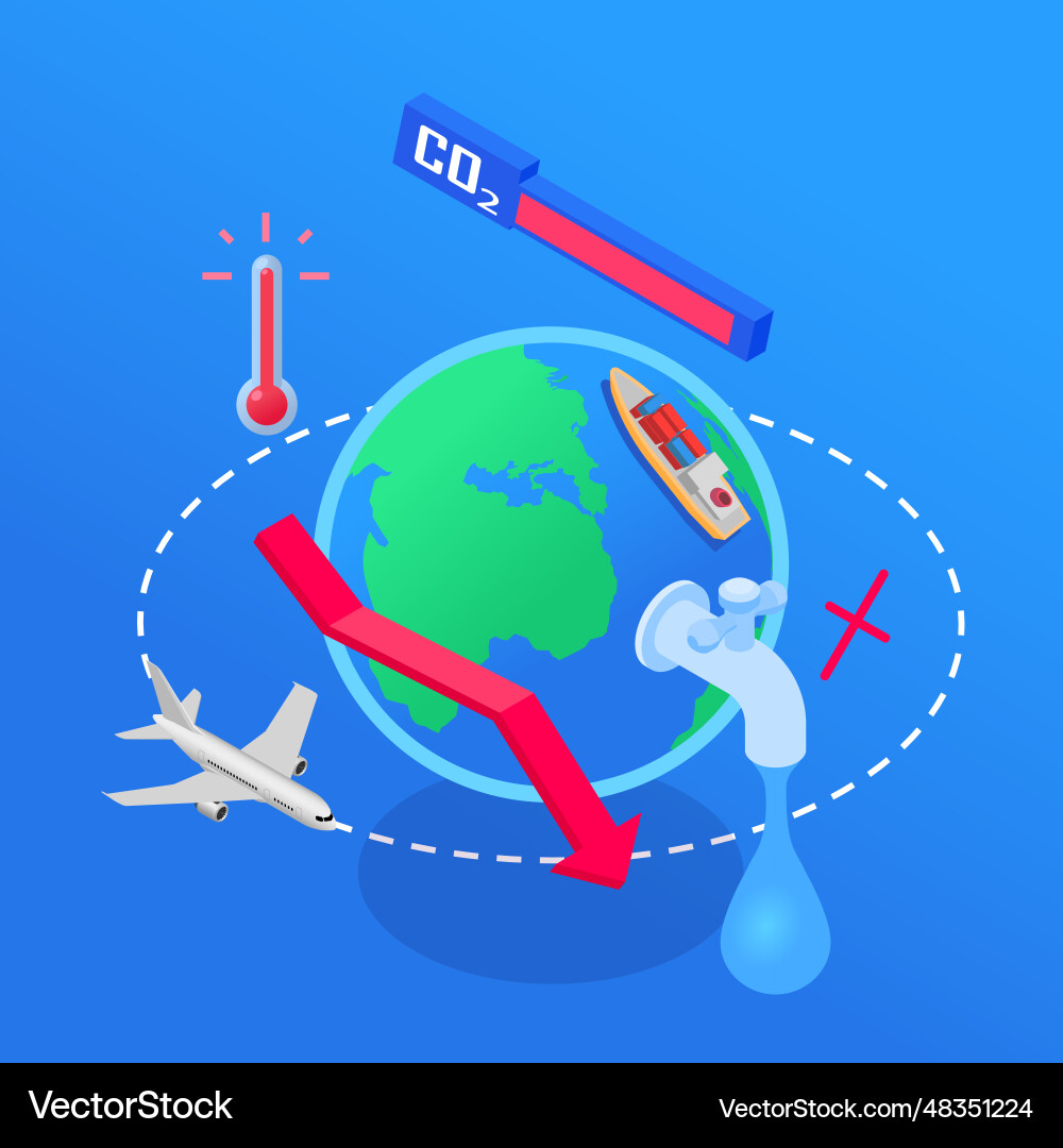 Co2 emission isometric Royalty Free Vector Image