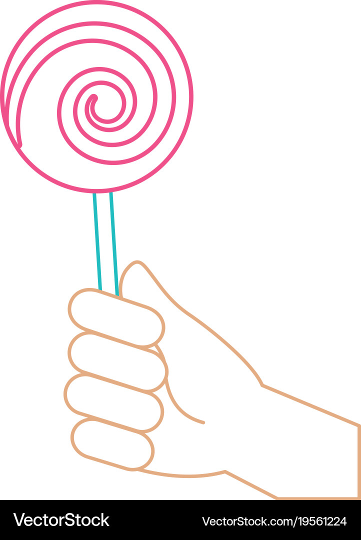 Hand holding lollipop sweet candy Royalty Free Vector Image