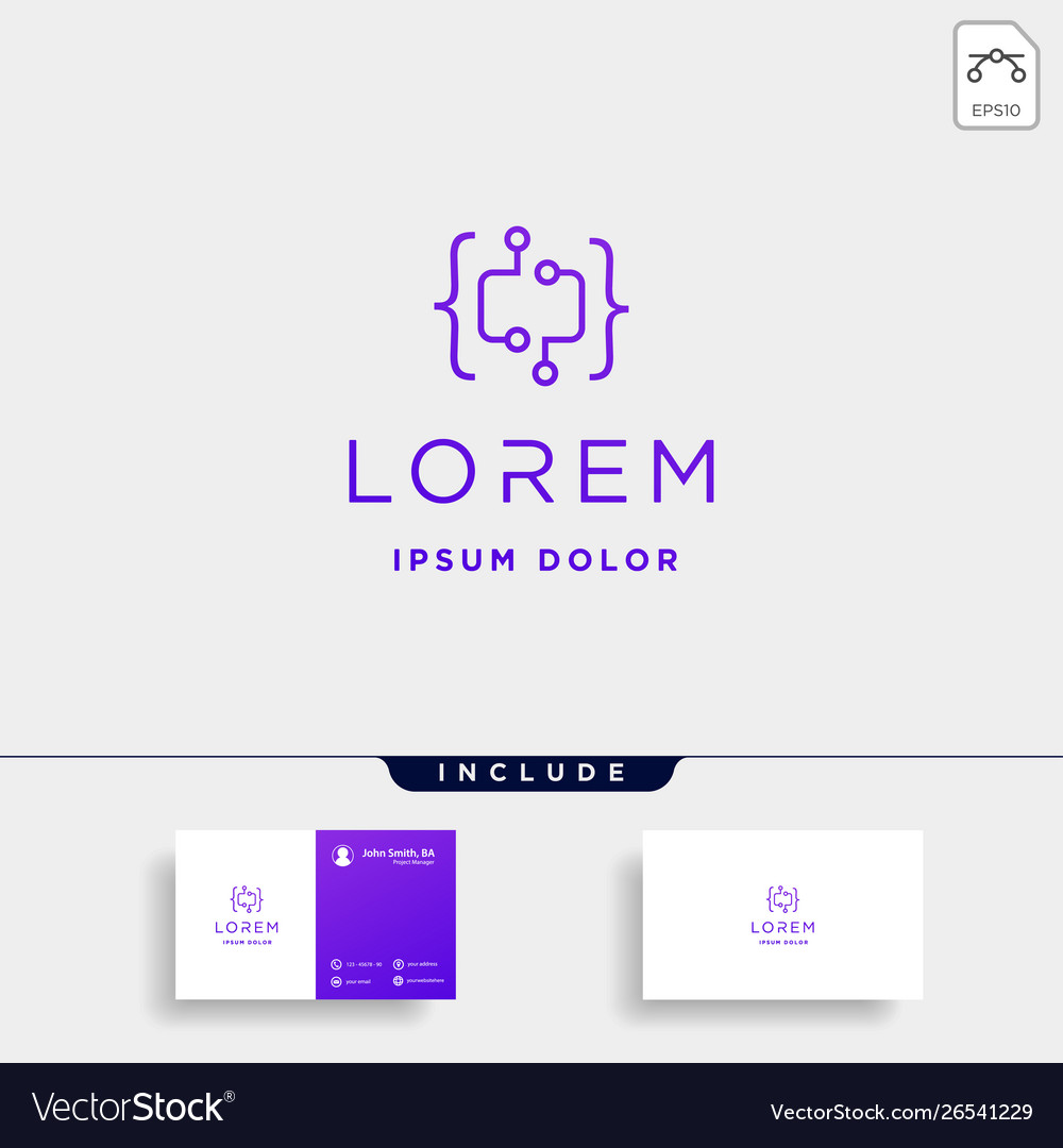 Coding digital logo design template lineart Vector Image
